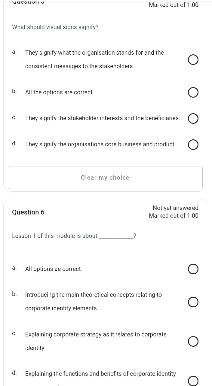 What should visual signs signify? a. They | StudyX