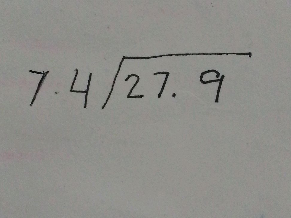 Dividing Decimals: 7.4 divided by 27.9