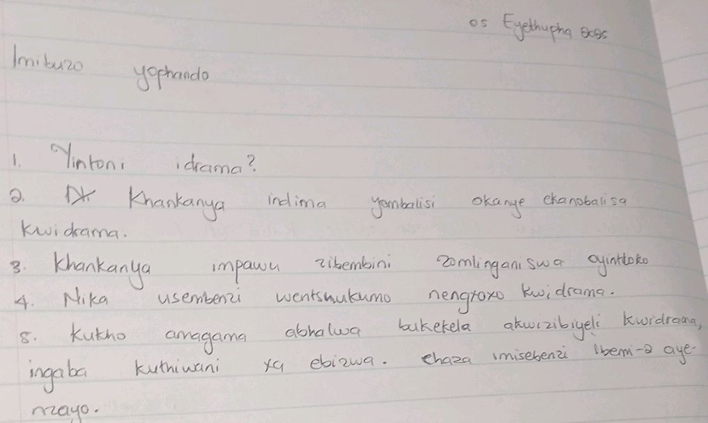 1. Yintoni idrama? 2. Khankanya indima | StudyX