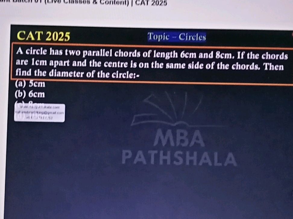 A circle has two parallel chords of length