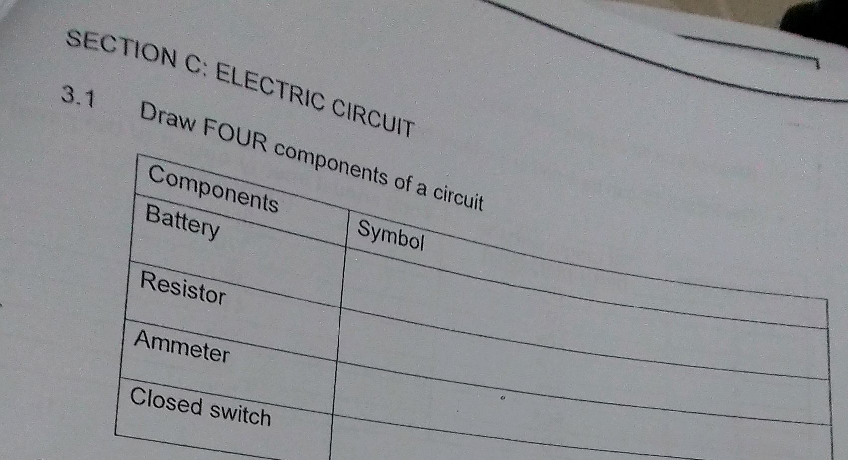 SECTION C: ELECTRIC CIRCUIT 3.1 Draw FOUR | StudyX