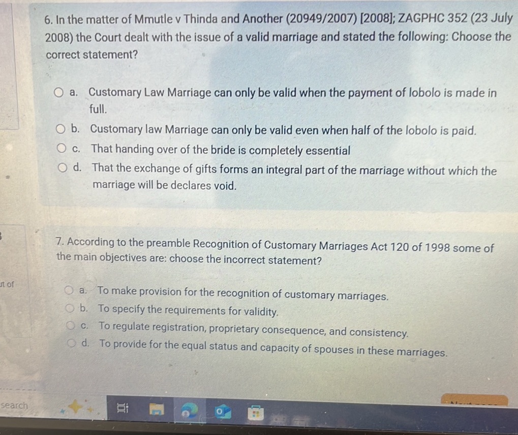 6. In the matter of Mmutle v Thinda and | StudyX