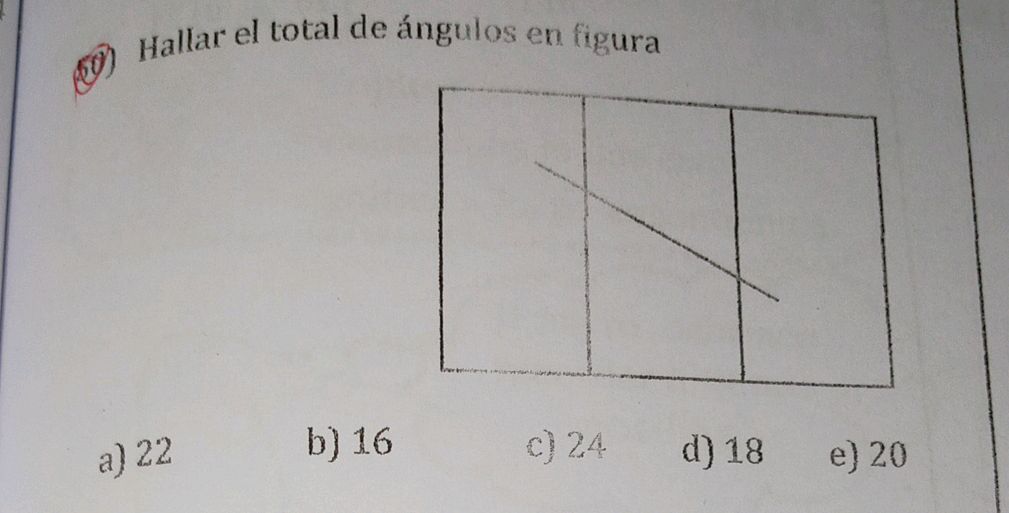 Hallar el total de ángulos en figura a) 22
