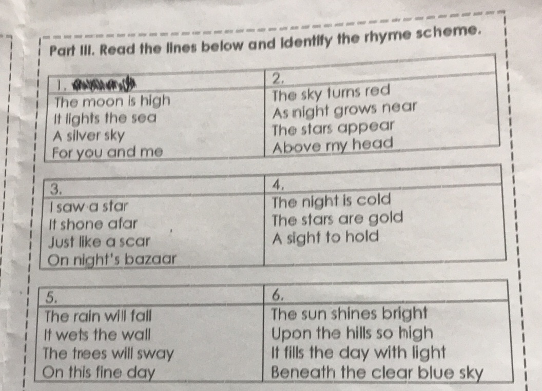Part III. Read the lines below and identify | StudyX