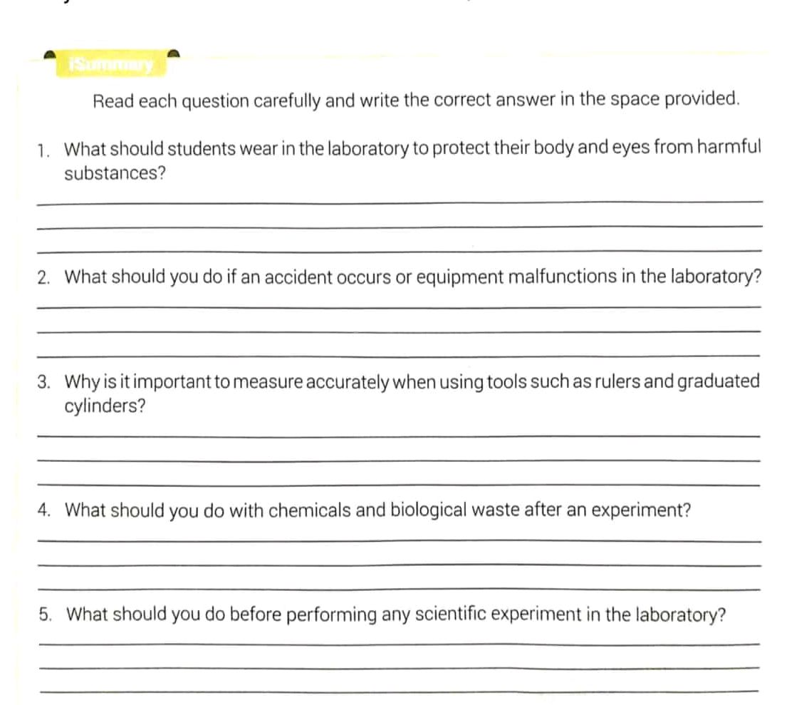 Read each question carefully and write the