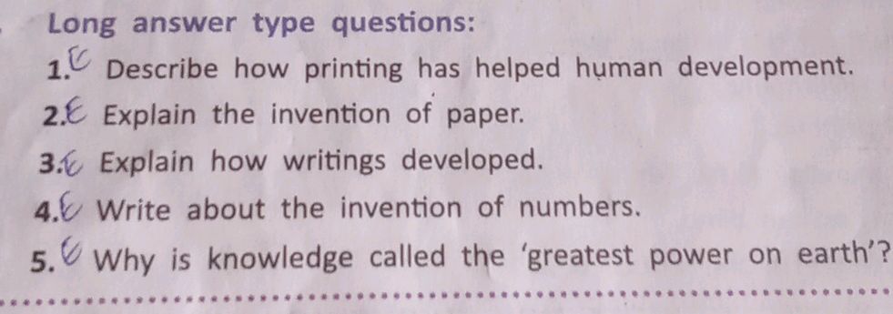 Long answer type questions: 1. Describe how | StudyX