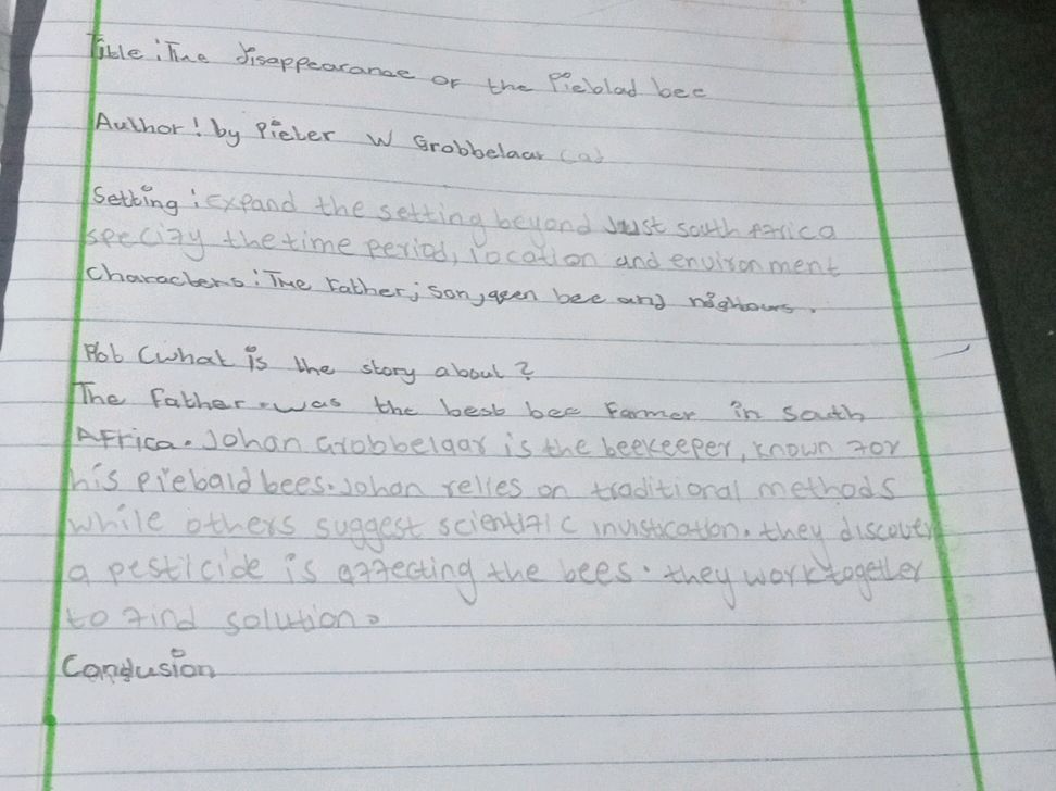 Title: The Disappearance of the Pieblad bee