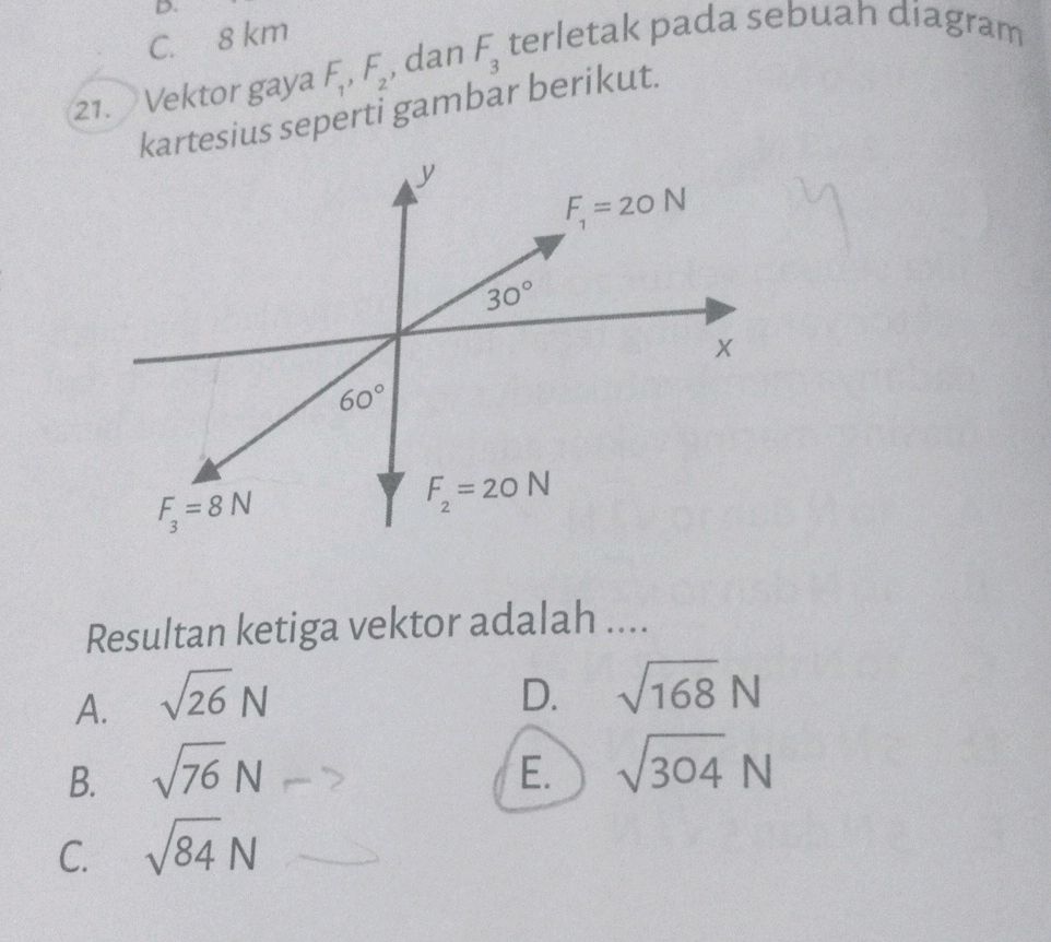 Vektor gaya $F1$, $F2$, dan $F_3$ terletak