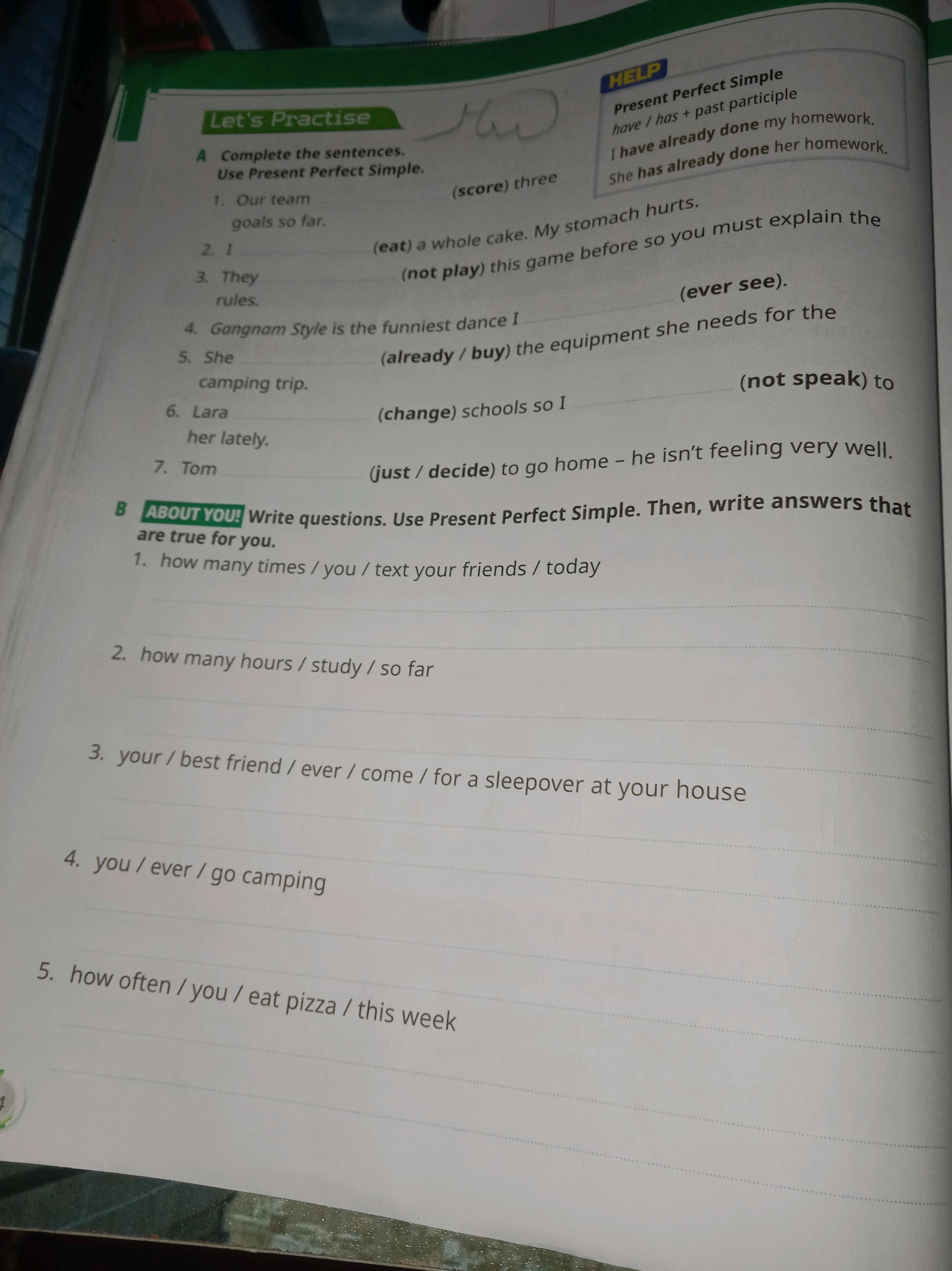 Let's Practise Present Perfect Simple have / | StudyX