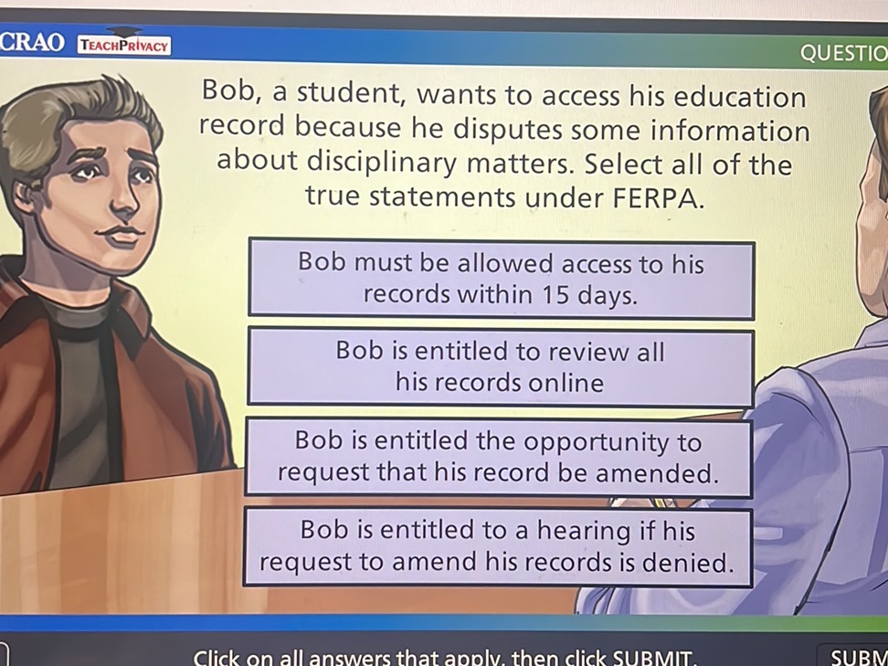 Bob, a student, wants to access his | StudyX