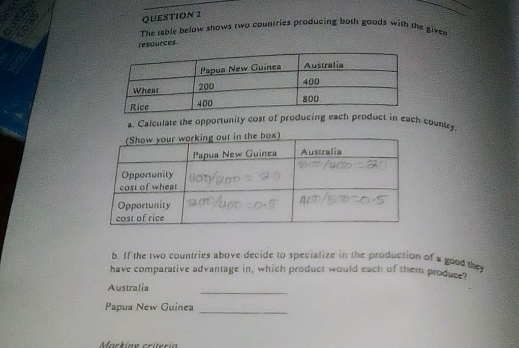 QUESTION 2 The table below shows two | StudyX