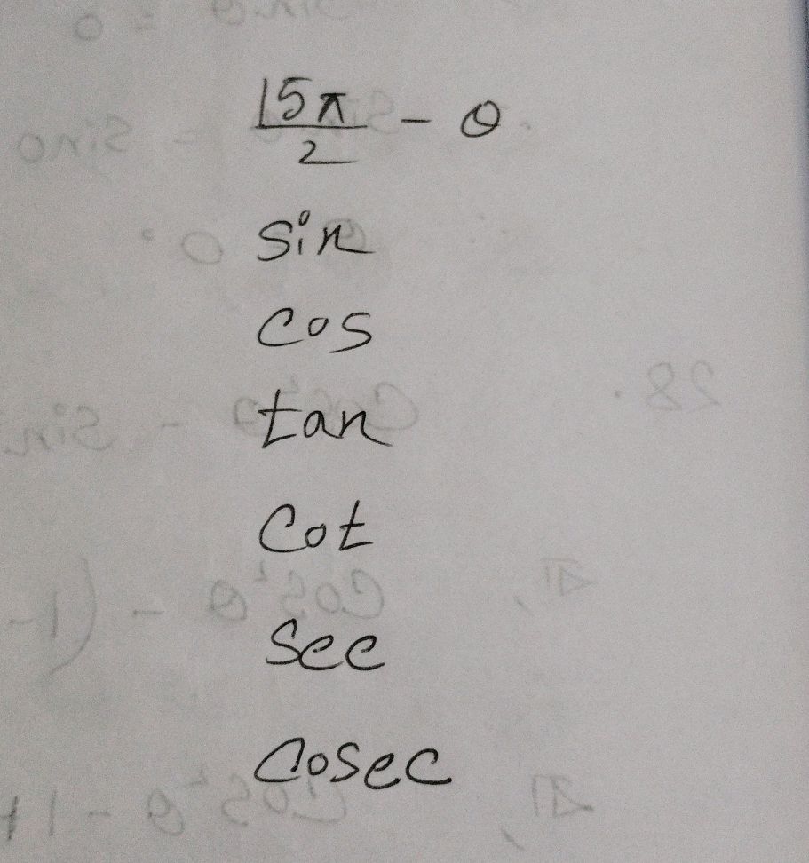 $ {15 }{2} - $ sin cos tan cot sec cosec | StudyX