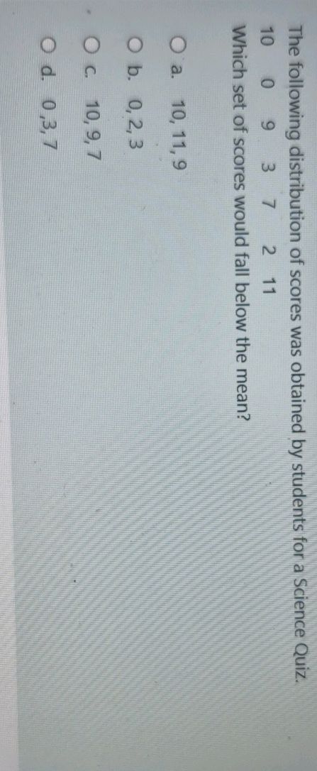 The following distribution of scores was | StudyX