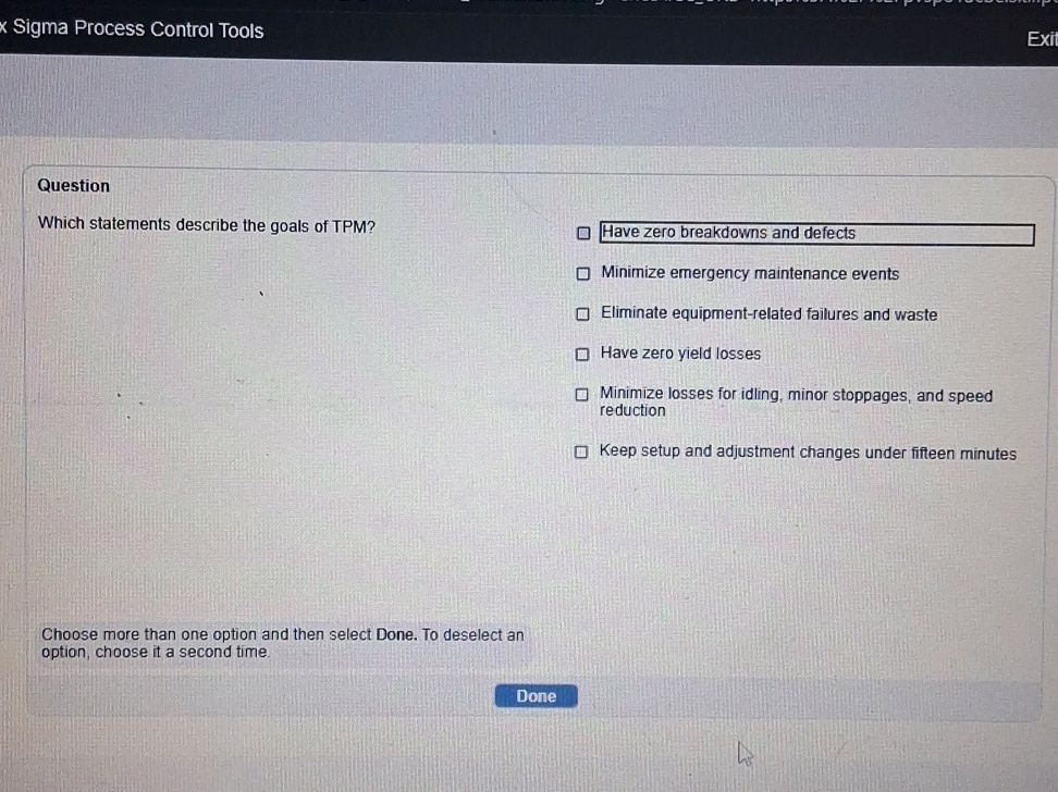 Which statements describe the goals of TPM? | StudyX