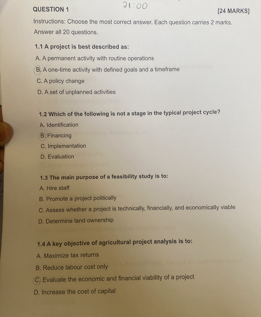 QUESTION 1 Instructions: Choose the most | StudyX