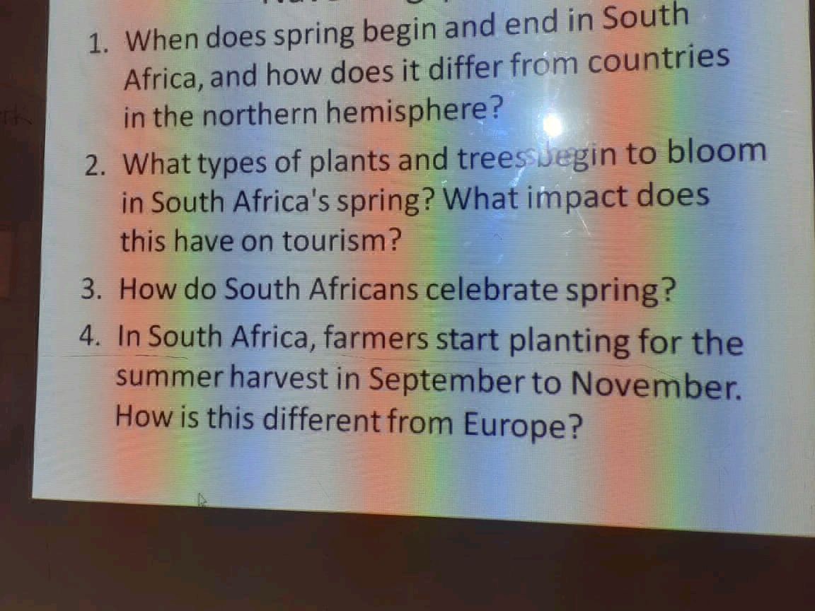When does spring begin and end in South