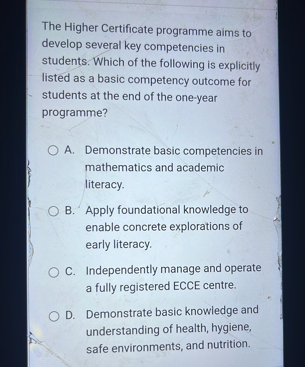 The Higher Certificate programme aims to