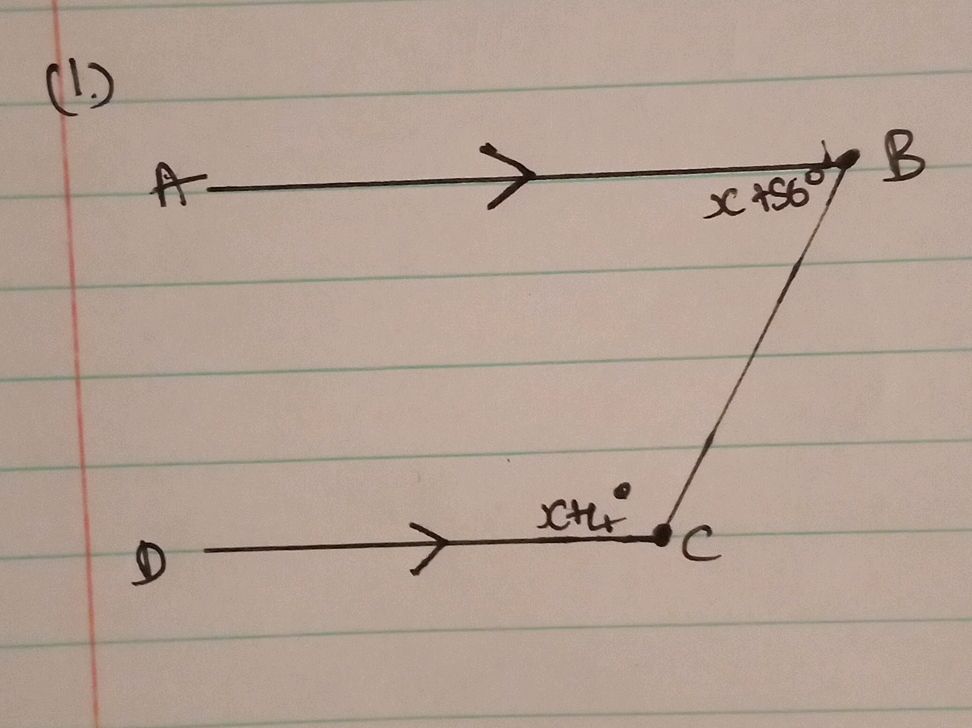 (1.) Diagram with lines and angles labeled: | StudyX