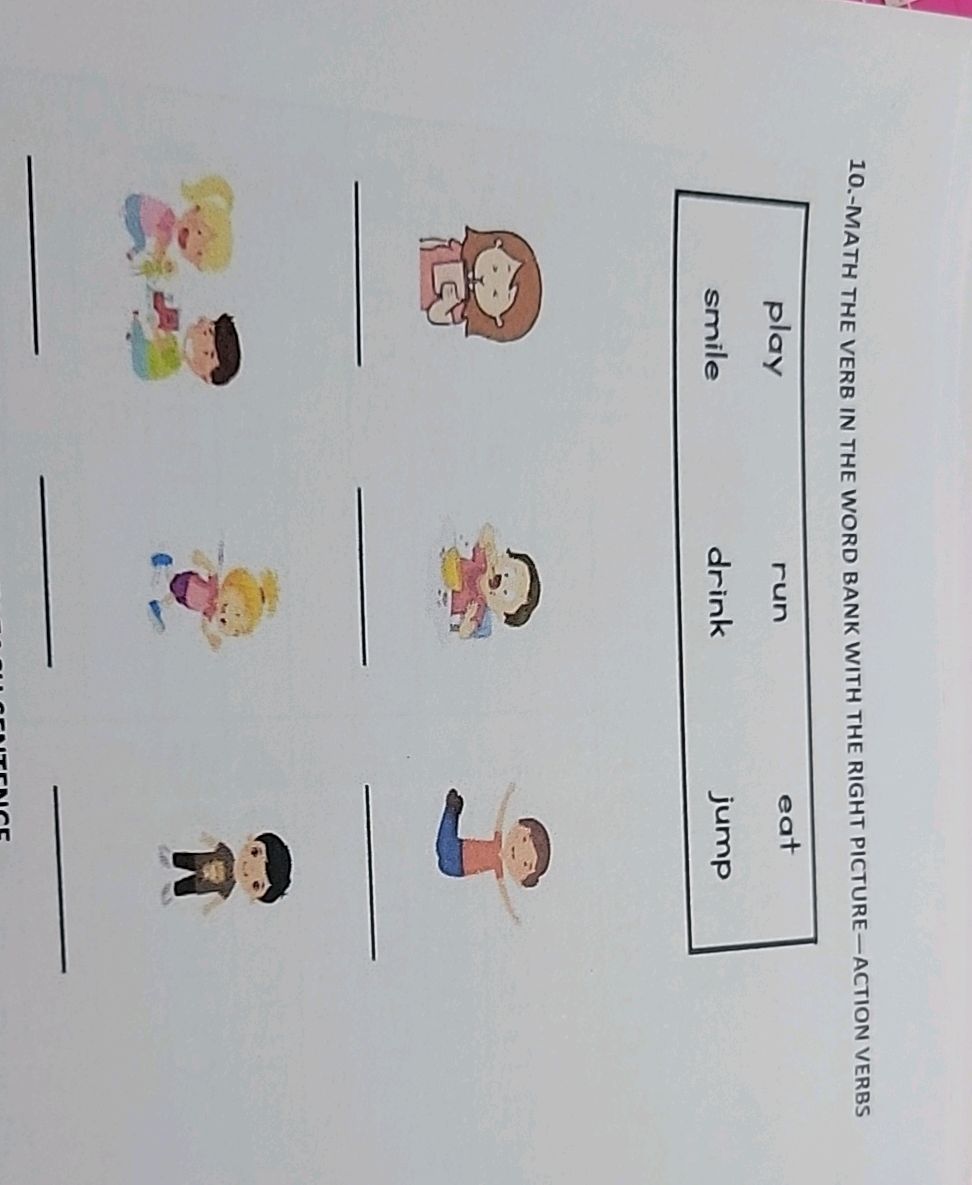 10.-MATH THE VERB IN THE WORD BANK WITH THE