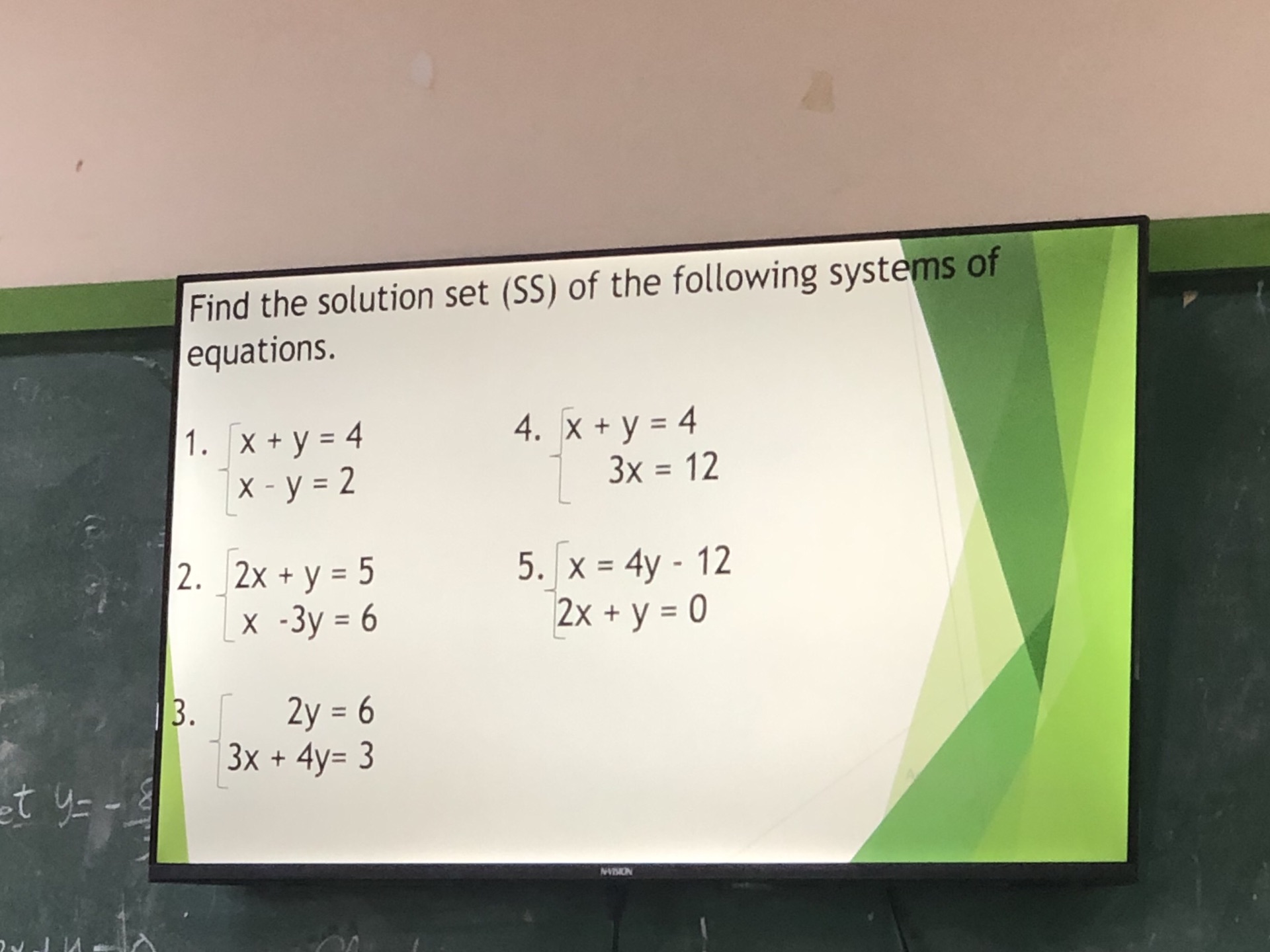 Find the solution set (SS) of the following
