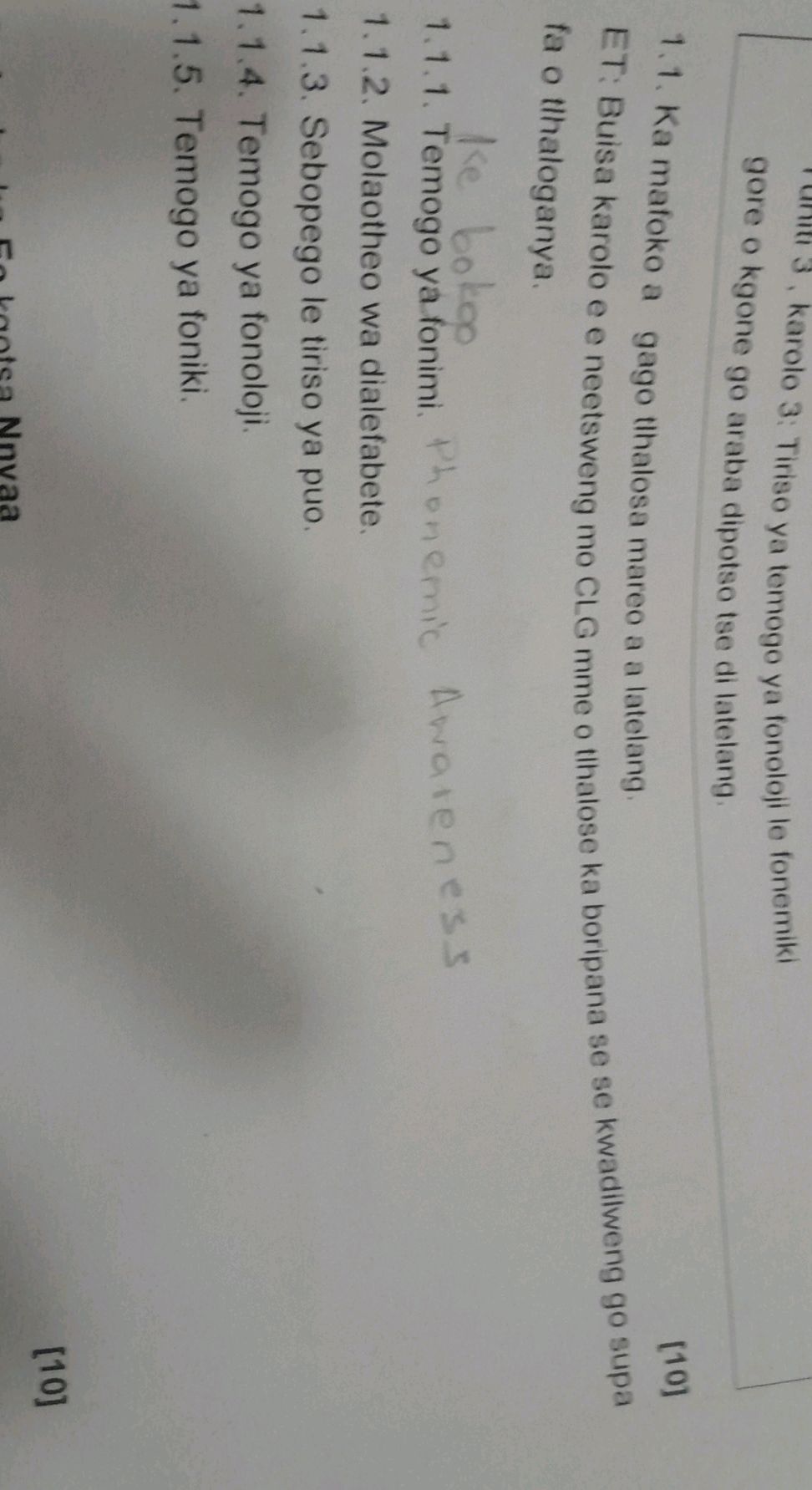 gore o kgone go araba dipotso tse di | StudyX