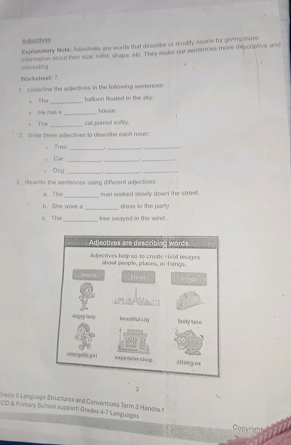 Adjectives Explanatory Note: Adjectives are | StudyX