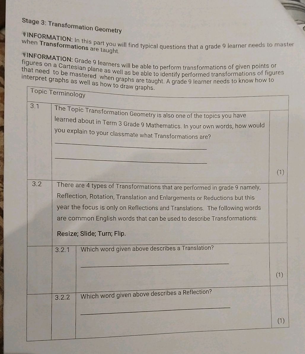 Stage 3: Transformation Geometry | StudyX