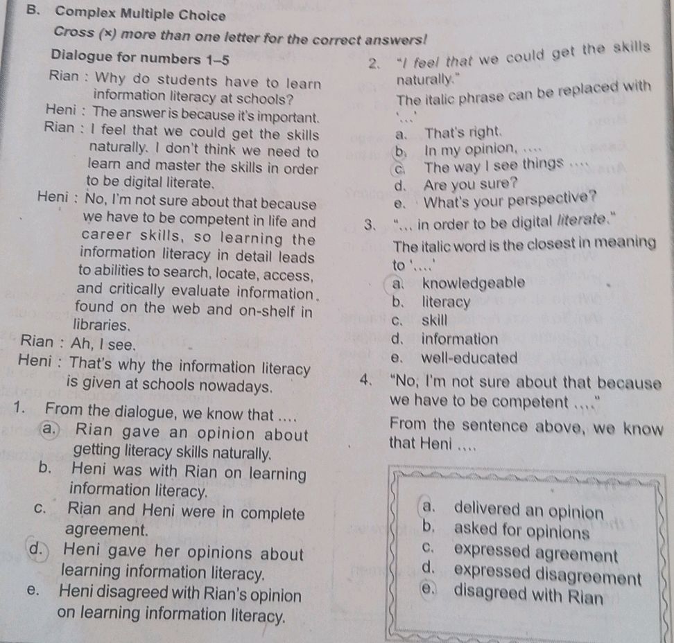 B. Complex Multiple Choice Cross (x) more | StudyX