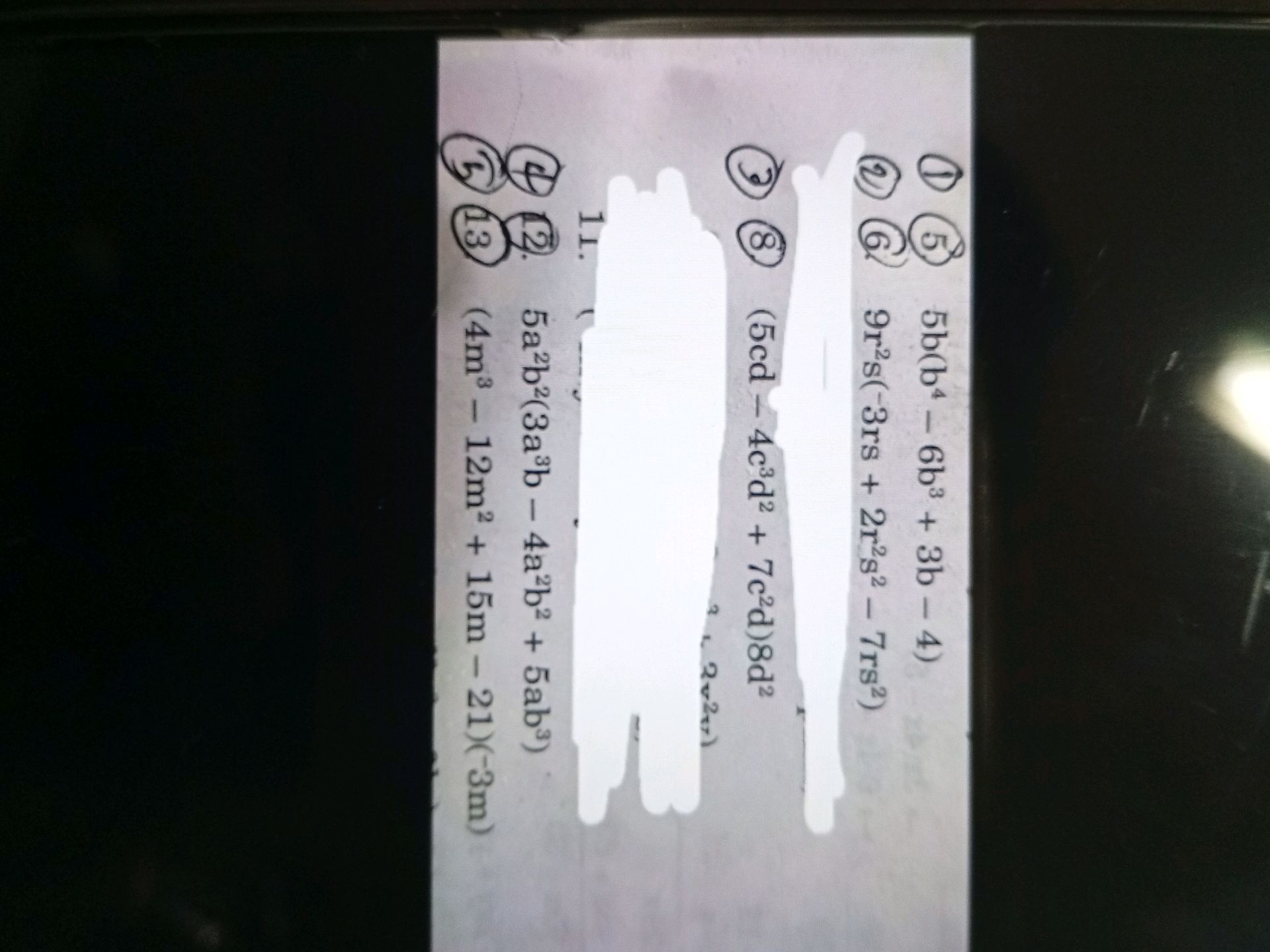 1. $5b(b^4 - 6b^3 + 3b - 4)$ 2. | StudyX