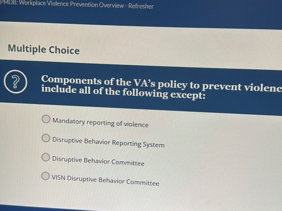 PMDB: Workplace Violence Prevention Overview | StudyX