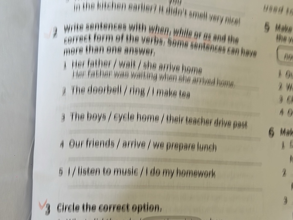 2 Write sentences with when, while or as and