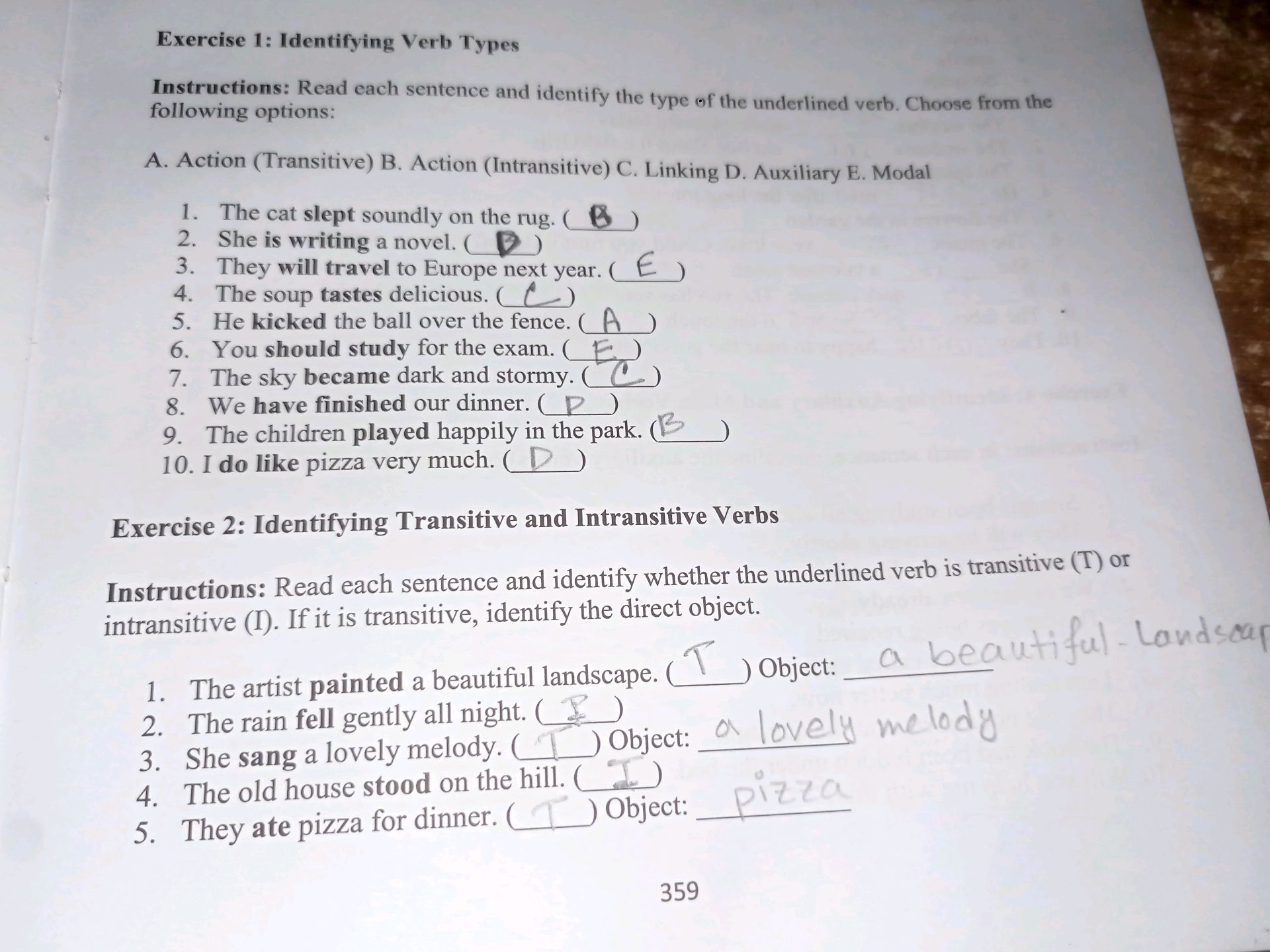 Exercise 1: Identifying Verb Types | StudyX