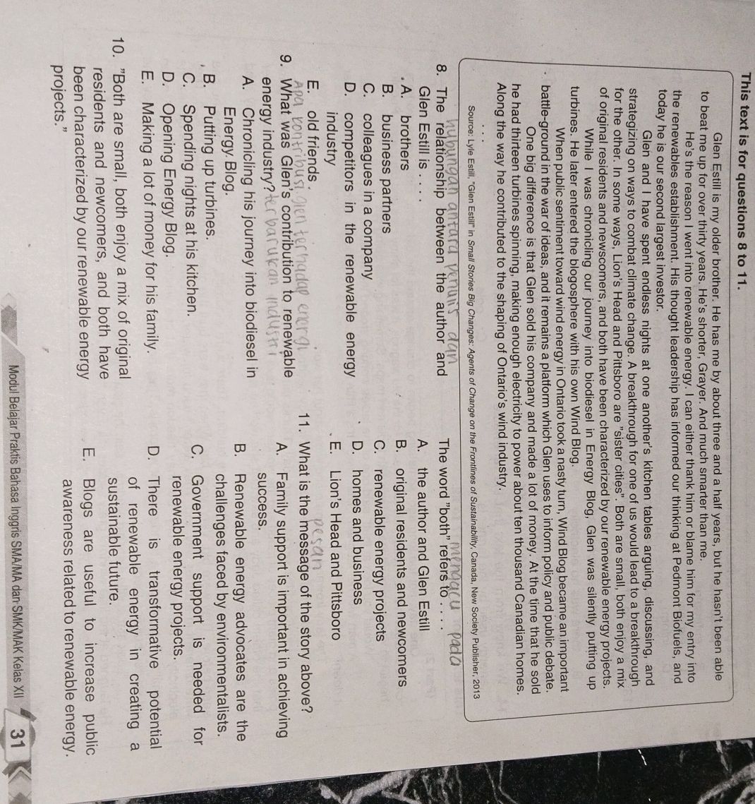This text is for questions 8 to 11. Glen | StudyX
