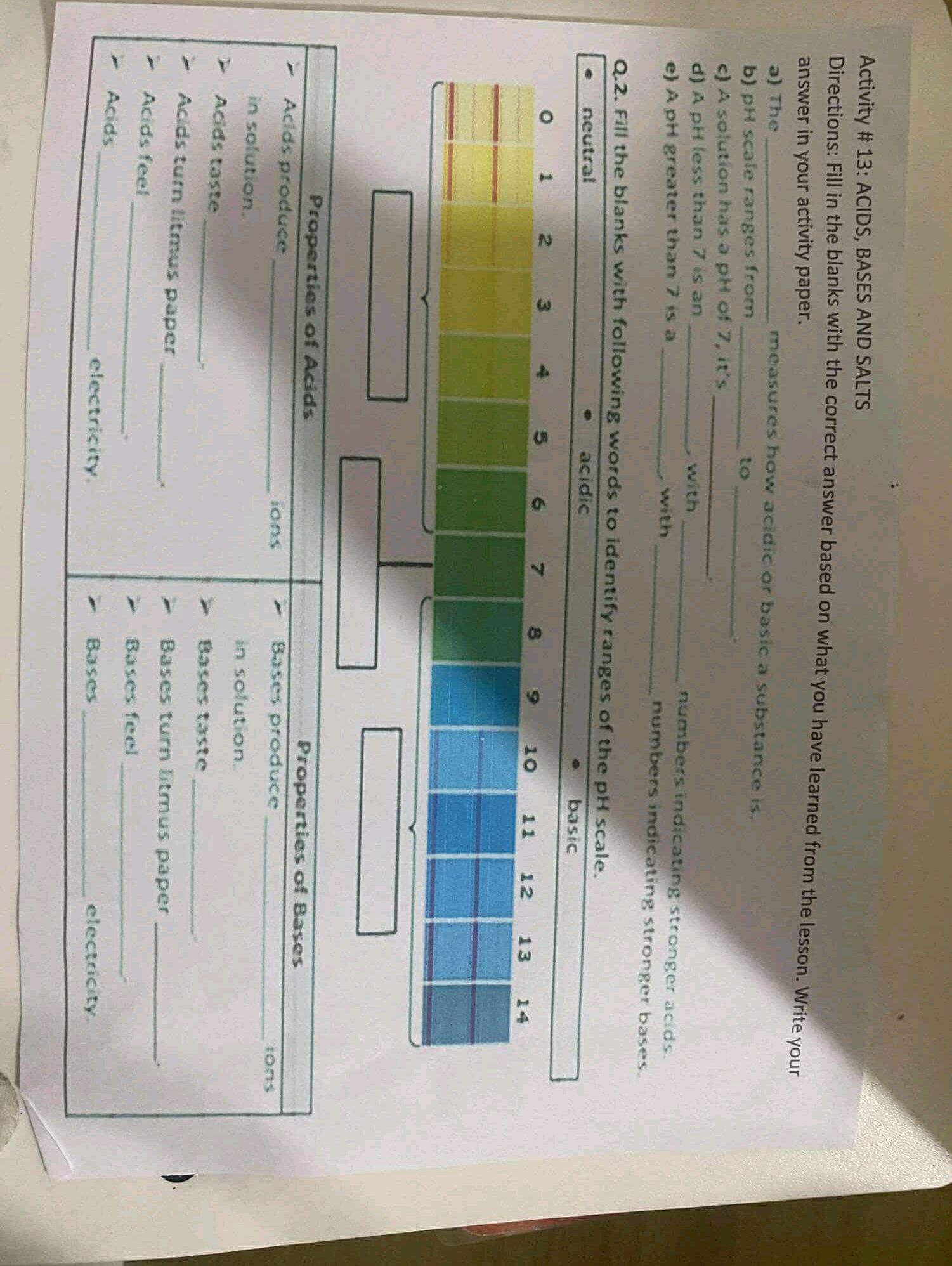 Activity # 13: ACIDS, BASES AND SALTS | StudyX