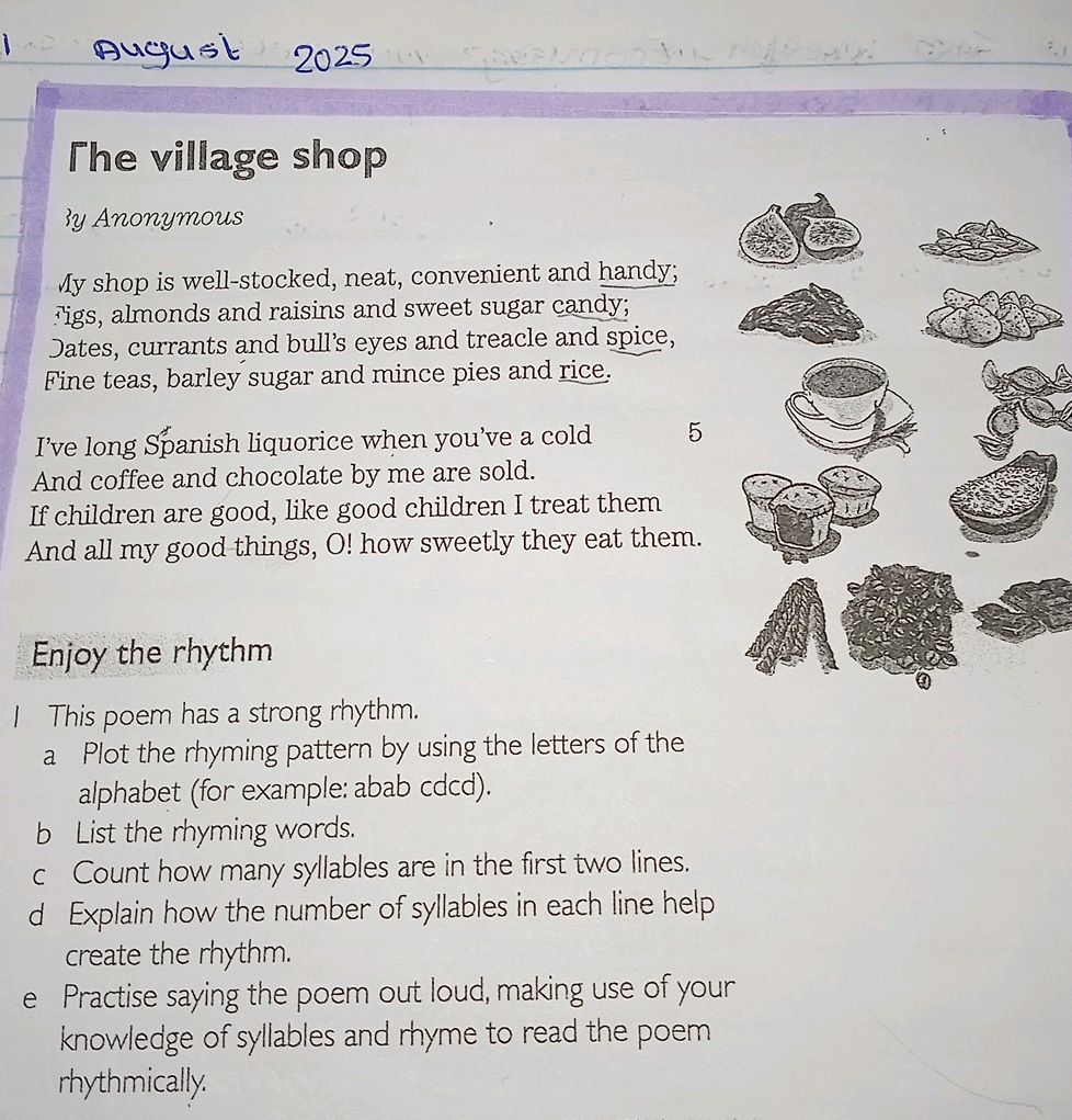I This poem has a strong rhythm. a Plot the