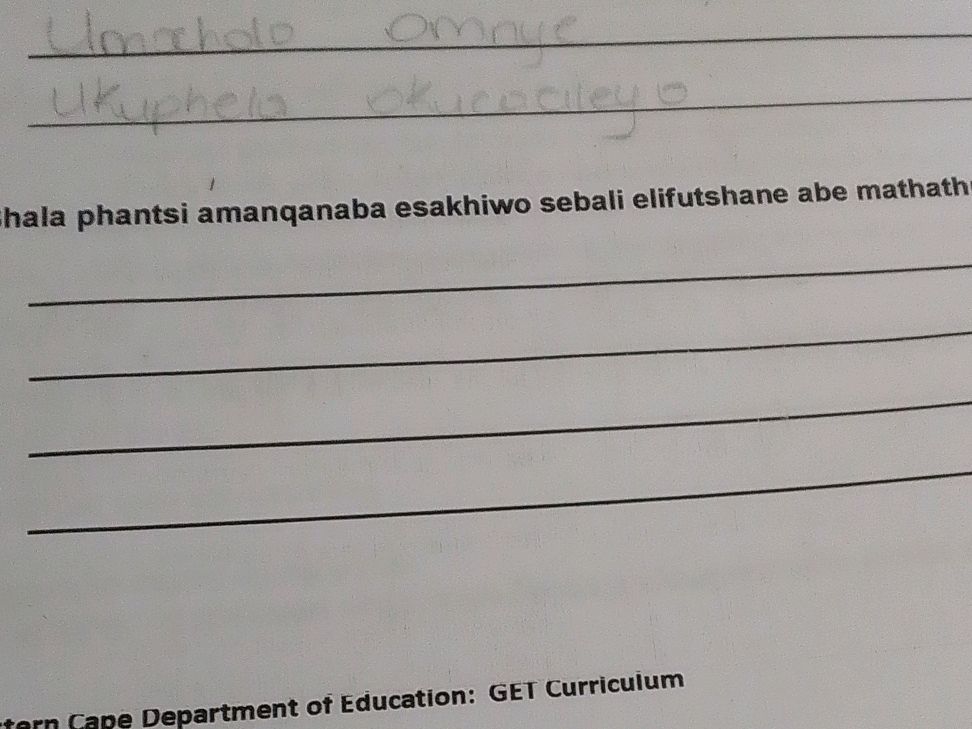 Umachado omnye Ukuphela okucociley o hala | StudyX