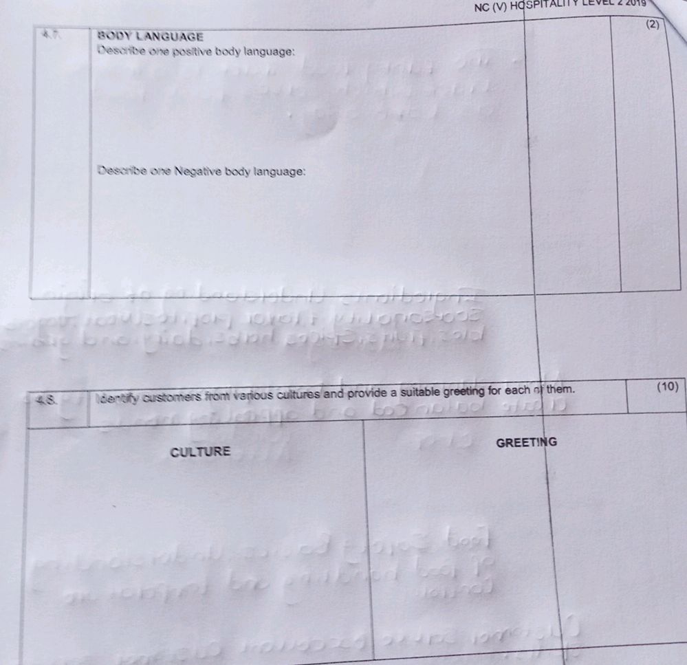 4. 7. BODY LANGUAGE Describe one positive | StudyX
