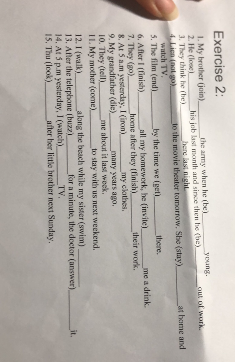 Exercise 2: 1. My brother (join) ______ the | StudyX