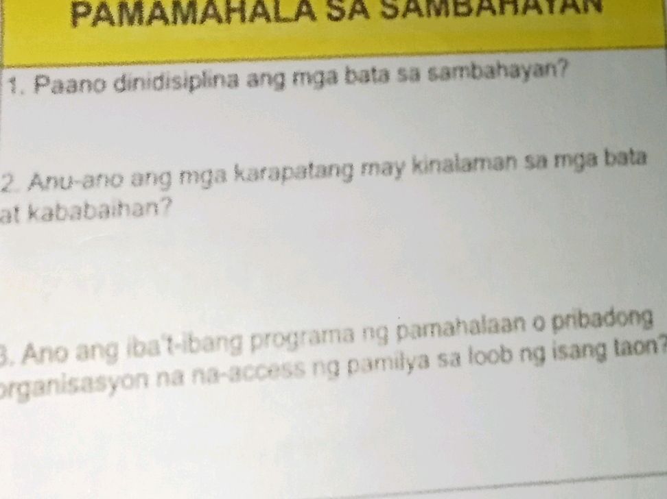 PAMAMAHALA SA SAMBATHATAN 1. Paano | StudyX
