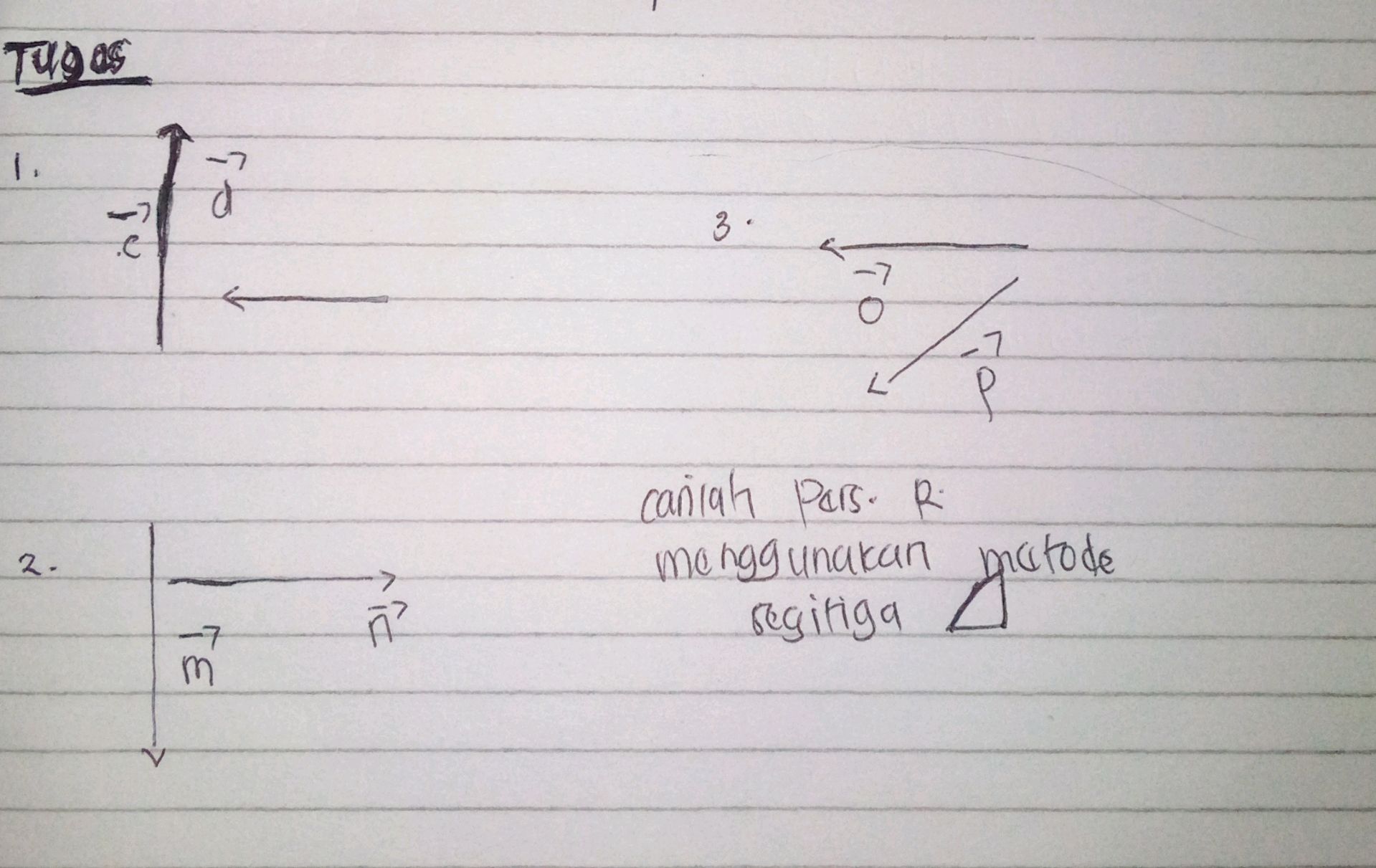 Diagram with vectors labeled -7, d, and c.