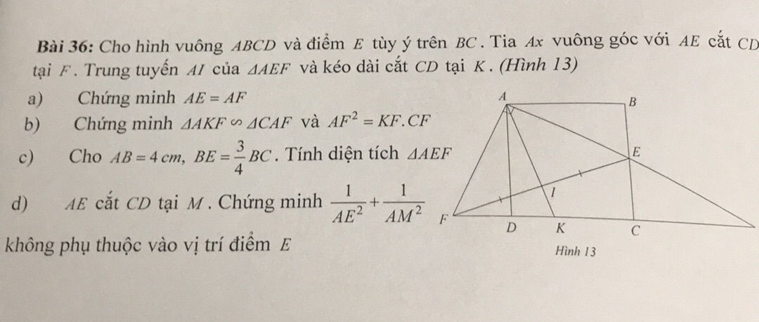 Bài 36: Cho hình vuông ABCD và điểm E tùy ý | StudyX