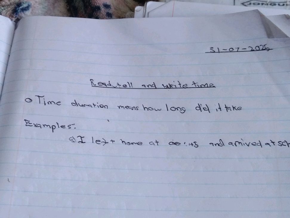 Read tell and write time • Time duration | StudyX