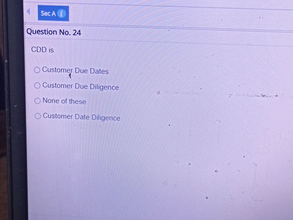 Question No. 24 CDD is Customer Due Dates | StudyX