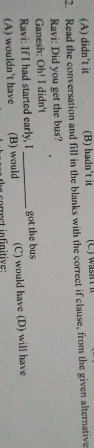 2. Read the conversation and fill in the | StudyX