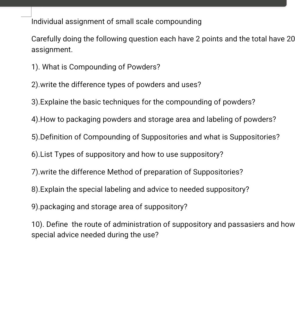 1). What is Compounding of Powders? | StudyX