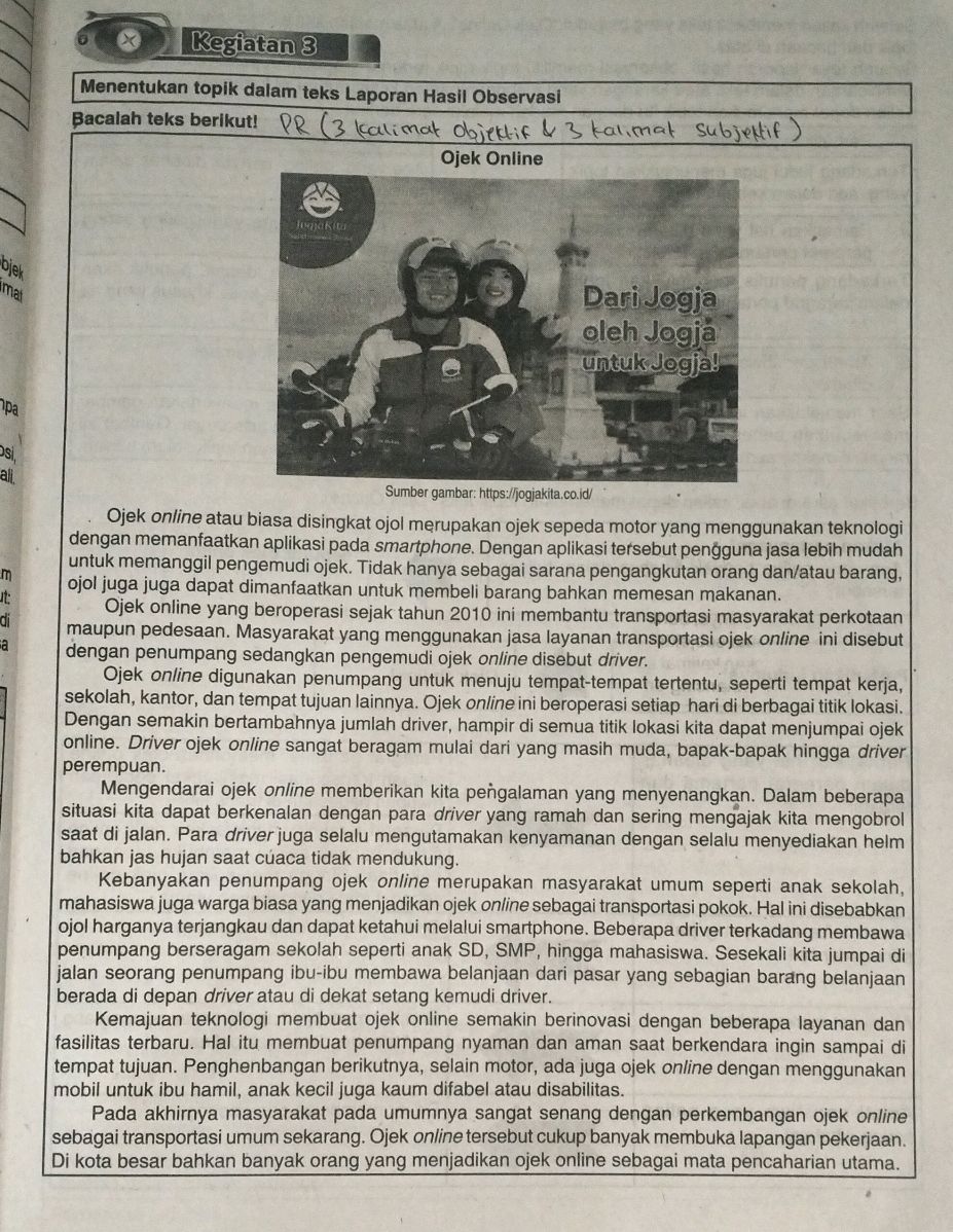 Menentukan topik dalam teks Laporan Hasil | StudyX