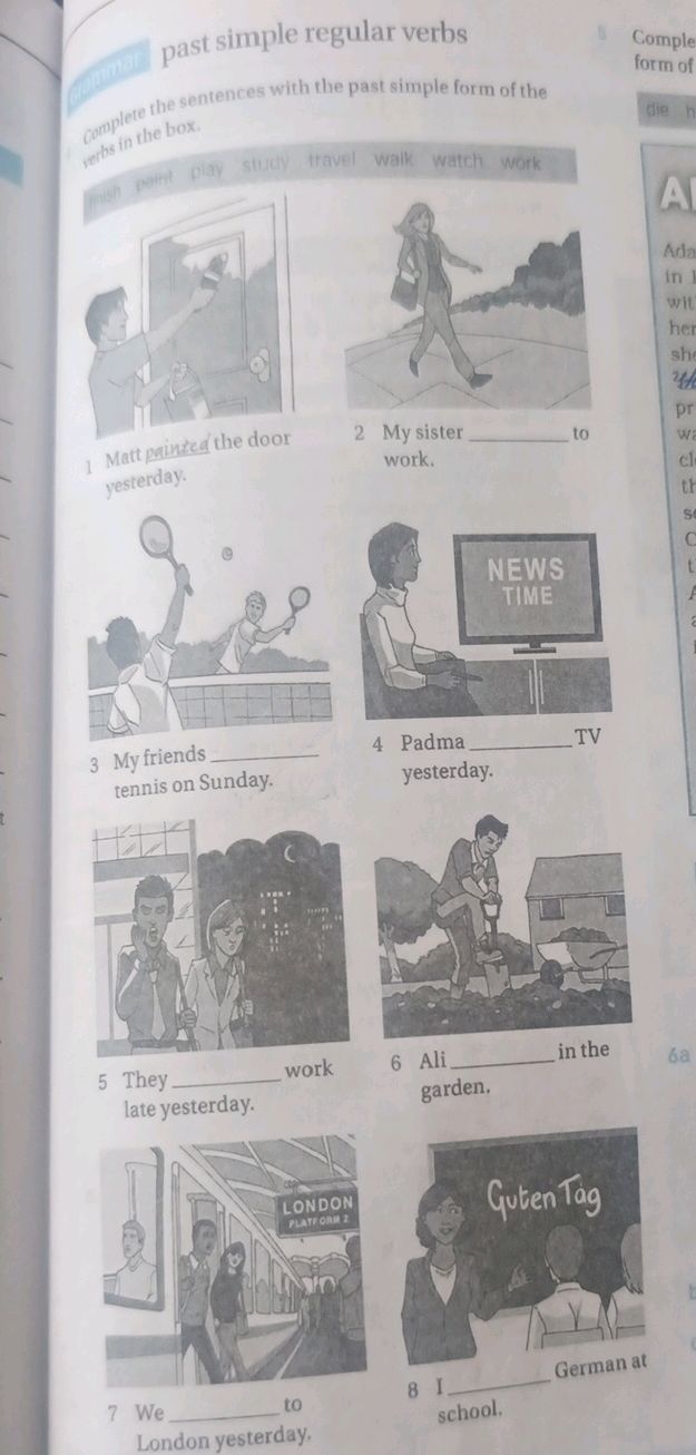 past simple regular verbs Complete the | StudyX