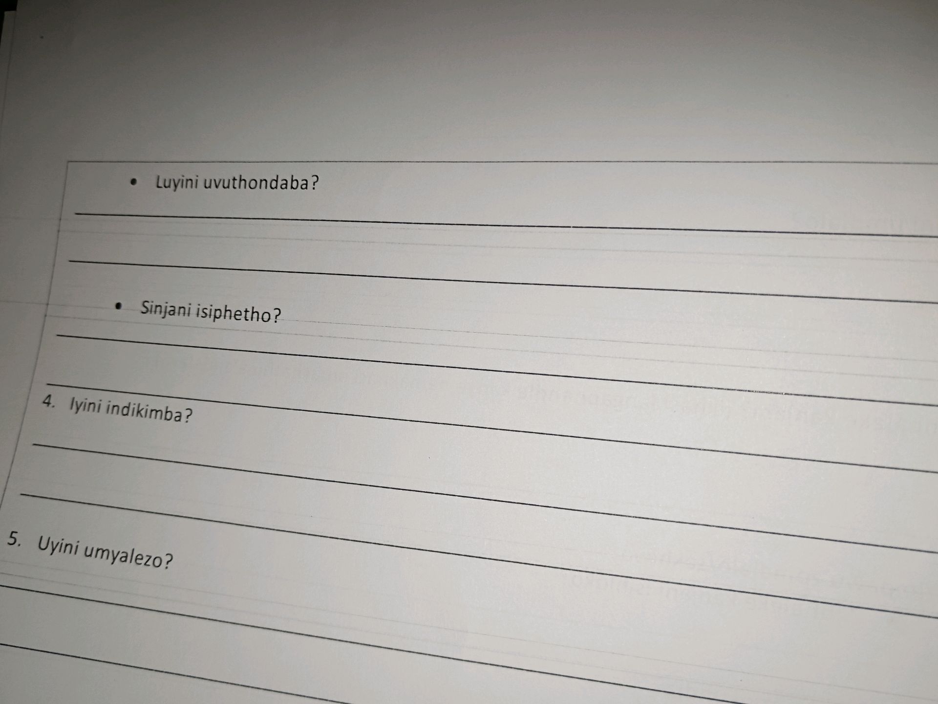 Luyini uvuthondaba? Sinjani isiphetho? 4. | StudyX