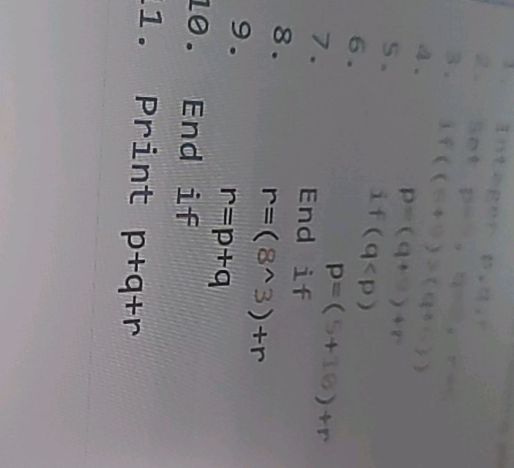 1. Integer p, q. 2. Set p = ... 3. if (p + | StudyX