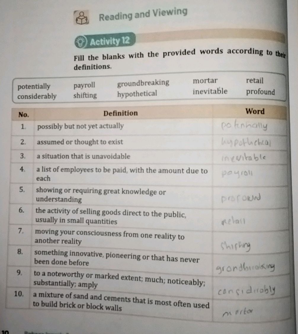 Fill the blanks with the provided words | StudyX
